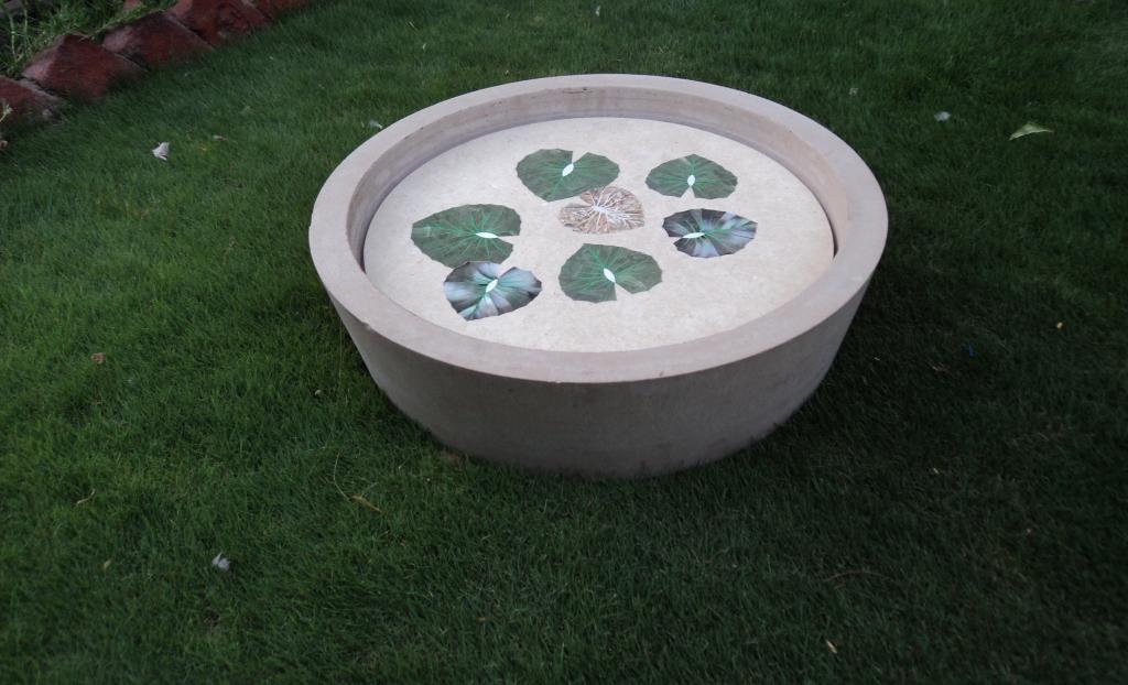 Stone Plus India Stone Urli with Marble Inlay Plate